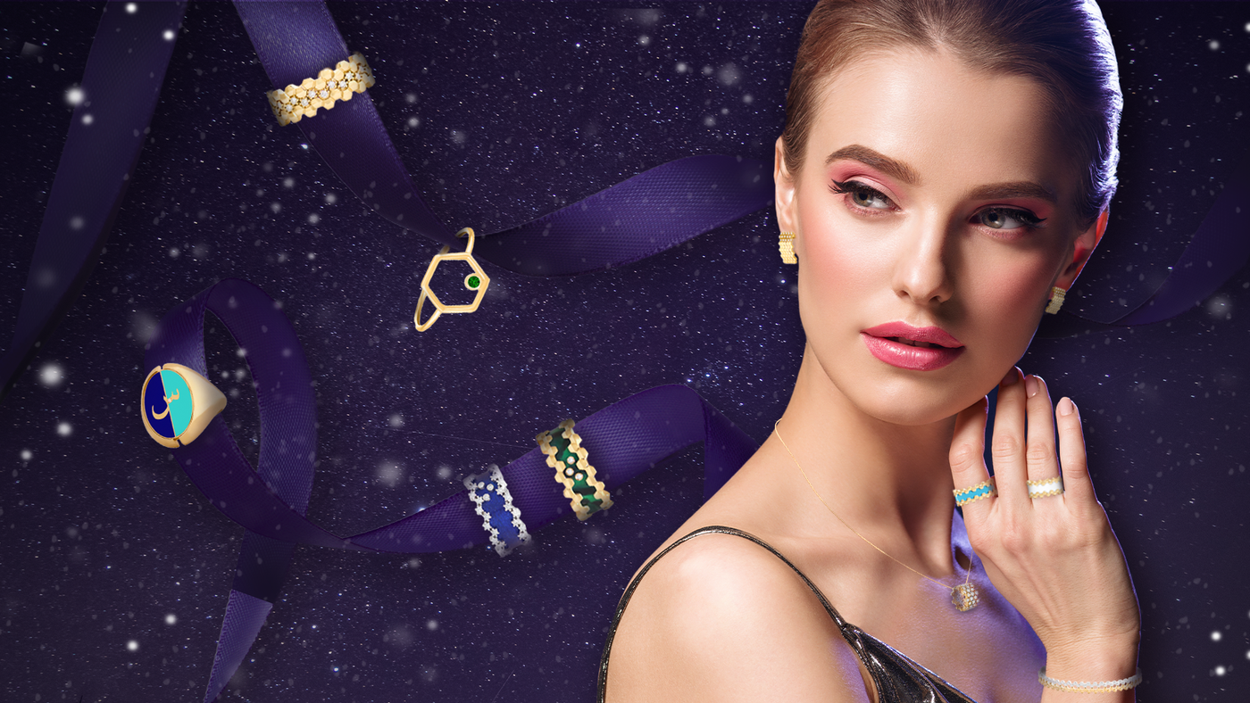 Jewelry pieces like diamond rings, bracelets, necklaces and more.